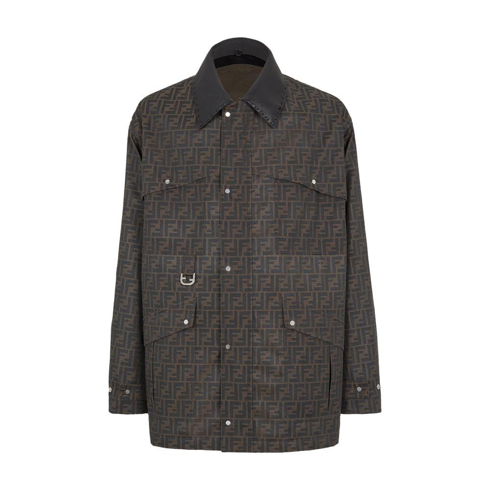 Fendi Leather-Trimmed Bomber Jacket in Gray for Men | Lyst