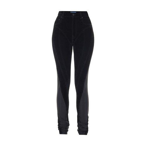 Mugler Slited Bi-material Spiral Jeans in Black | Lyst