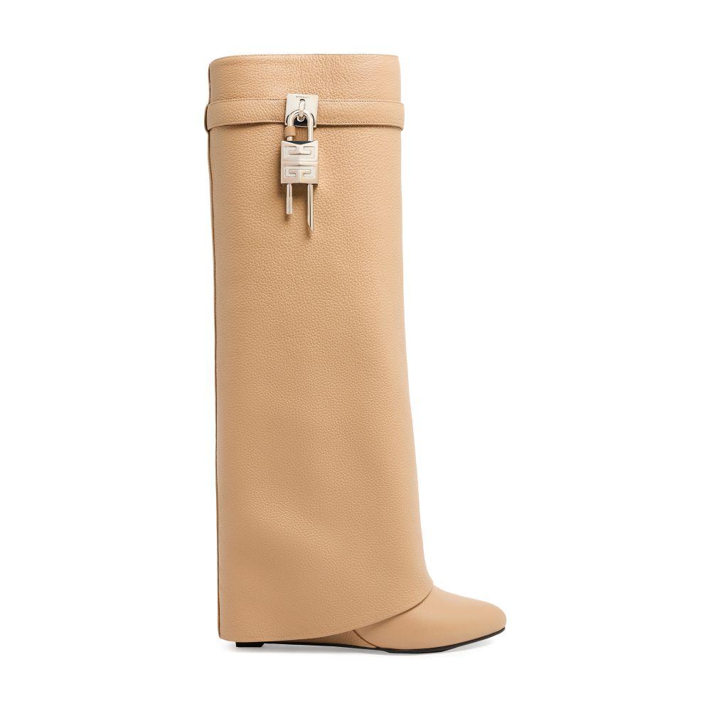 Givenchy Shark Lock Grained Leather Boots in Natural | Lyst