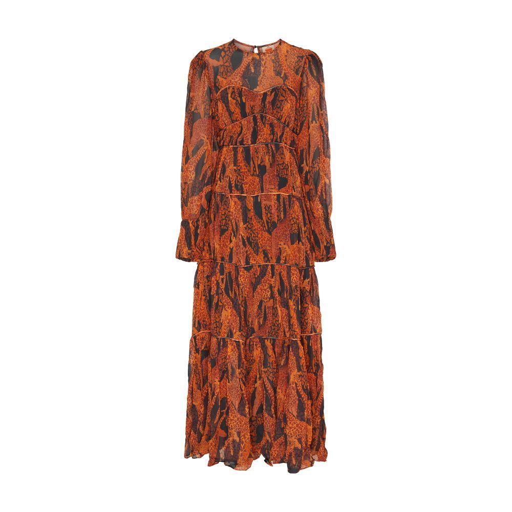 FARM Rio Black Giraffes Puff Sleeve Maxi Dress in Brown | Lyst
