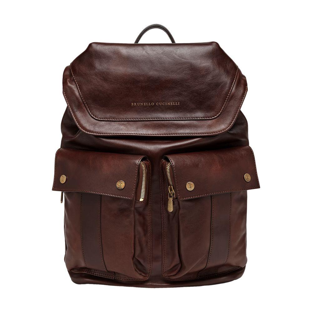 Brunello Cucinelli Calfskin Backpack in Brown for Men | Lyst