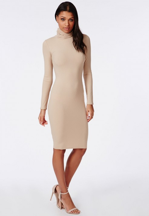 Buy bodycon roll neck dress - In stock