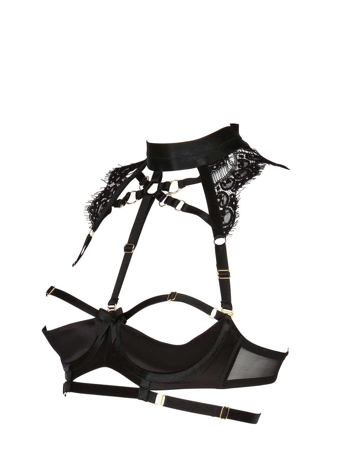 Bordelle Lace Elastic Harness Shelf Bra In Black Lyst