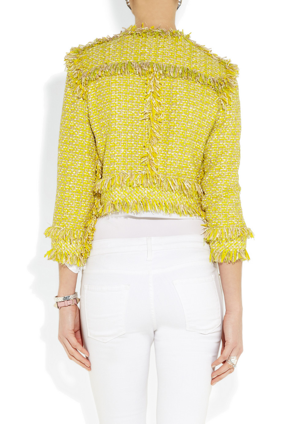 Lanvin Frayed Tweed Jacket in Pastel Yellow (Yellow) - Lyst