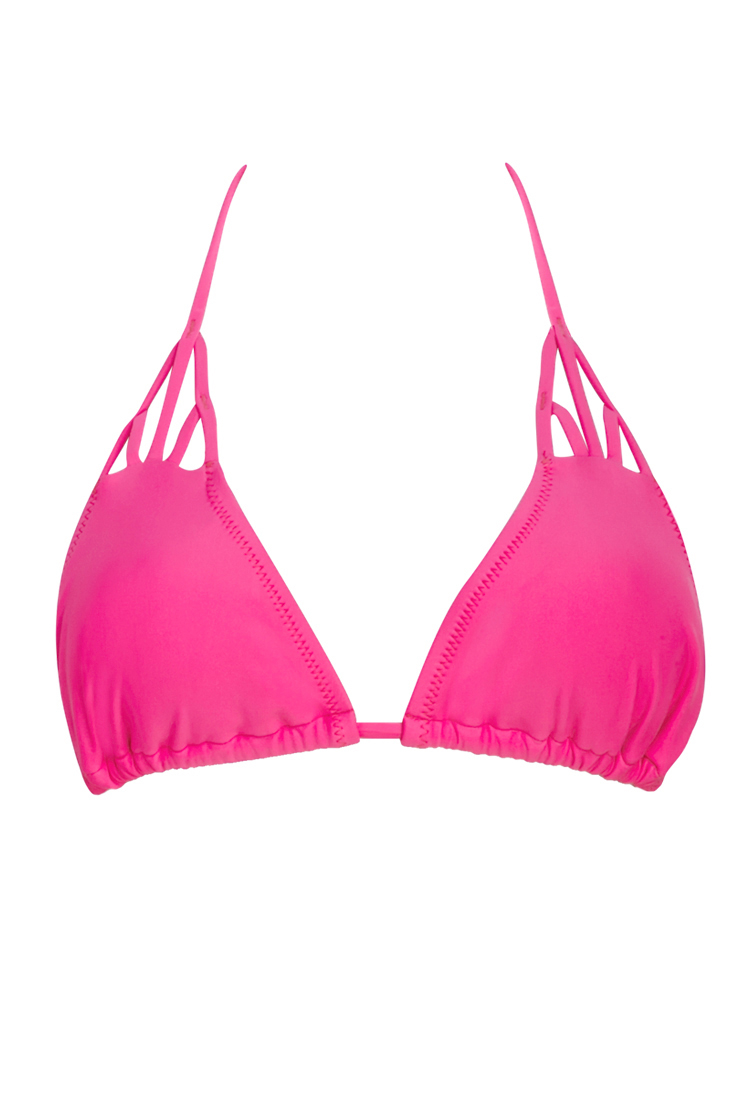 Lyst Forever 21 Strappy Triangle Bikini Top In Pink