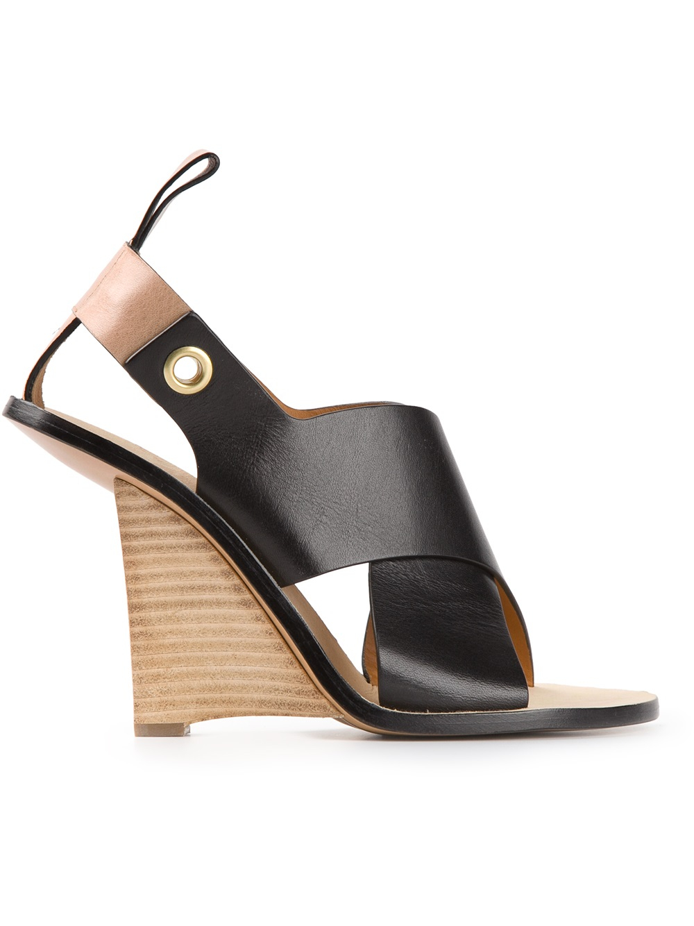 Chloé Wedge Sandals in Black - Lyst