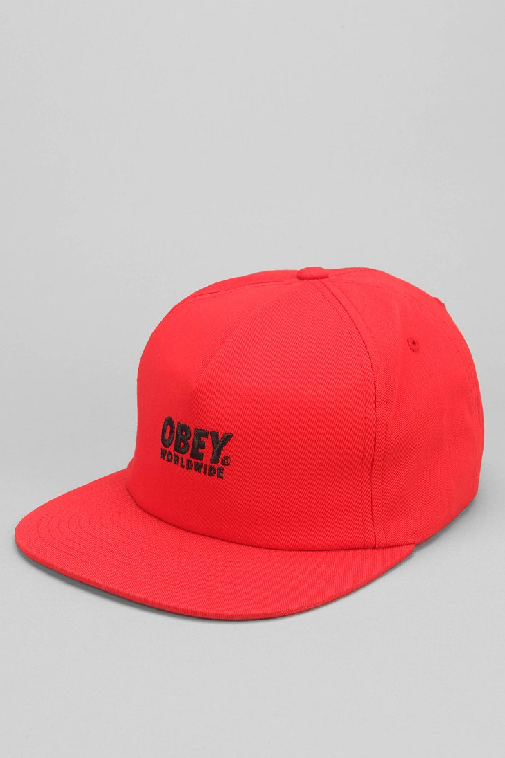 Obey Portland Snapback Hat in Red for Men | Lyst