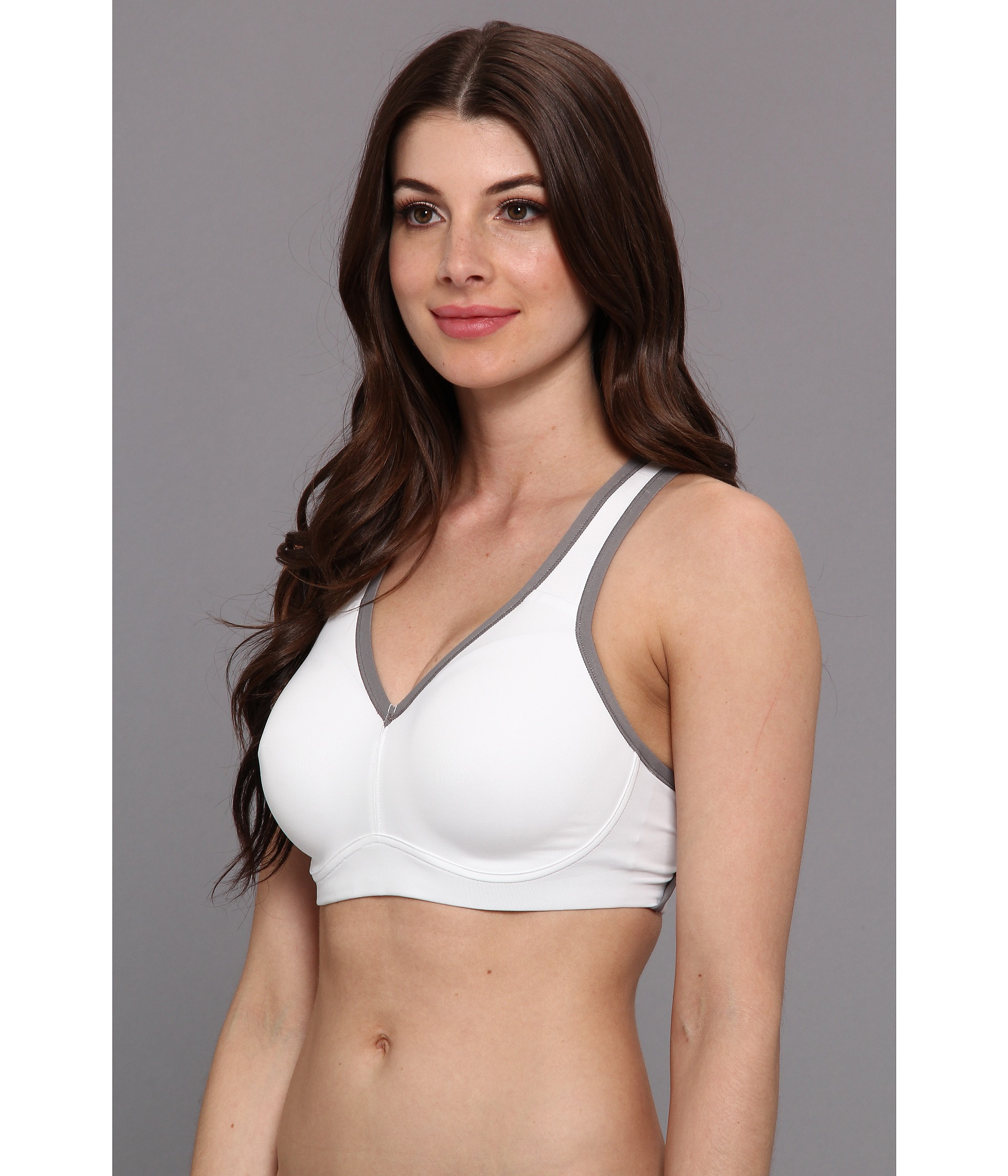Lyst Natori Power Yogi Racerback Underwire Sports Bra 735050 In Gray