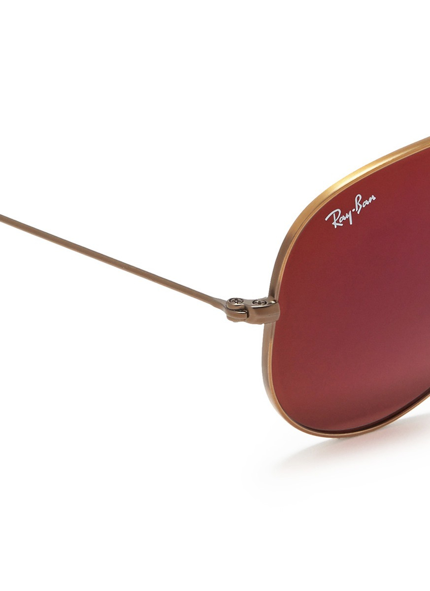 Ray Ban Aviator Large Metal Mirror Sunglasses In Redmetallic Red Lyst