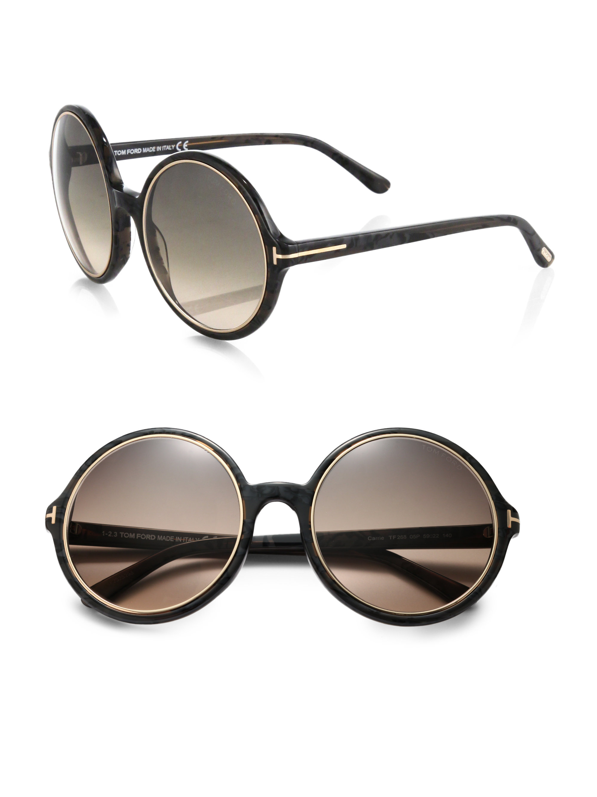 Tom Ford Carrie 59mm Round Sunglasses In Black Lyst