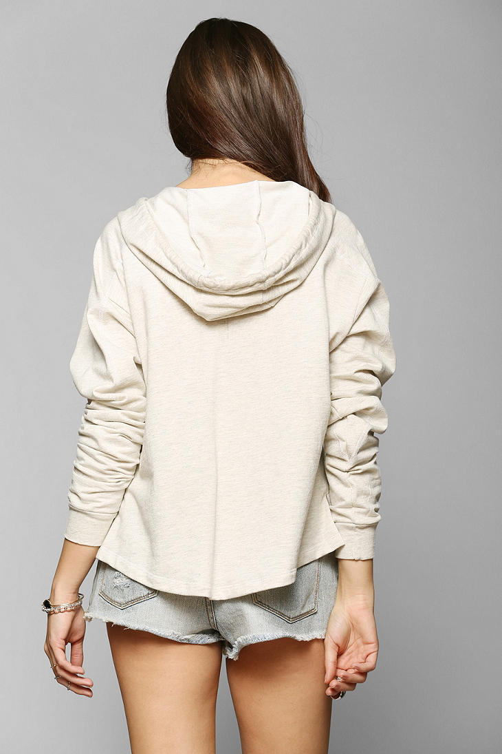 Urban Outfitters Bdg Half Zip Pullover Hoodie Sweatshirt In Natural Lyst