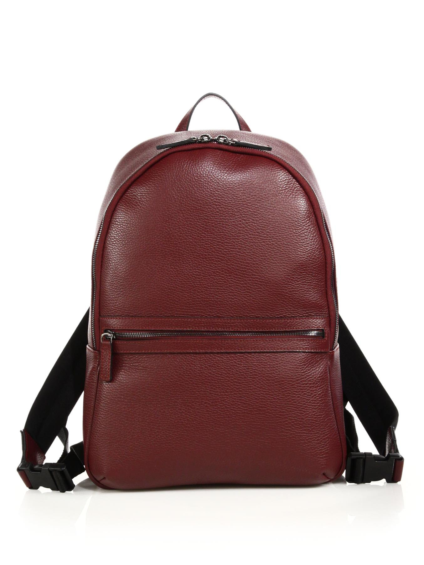 Dark Red Leather Backpack | Paul Smith