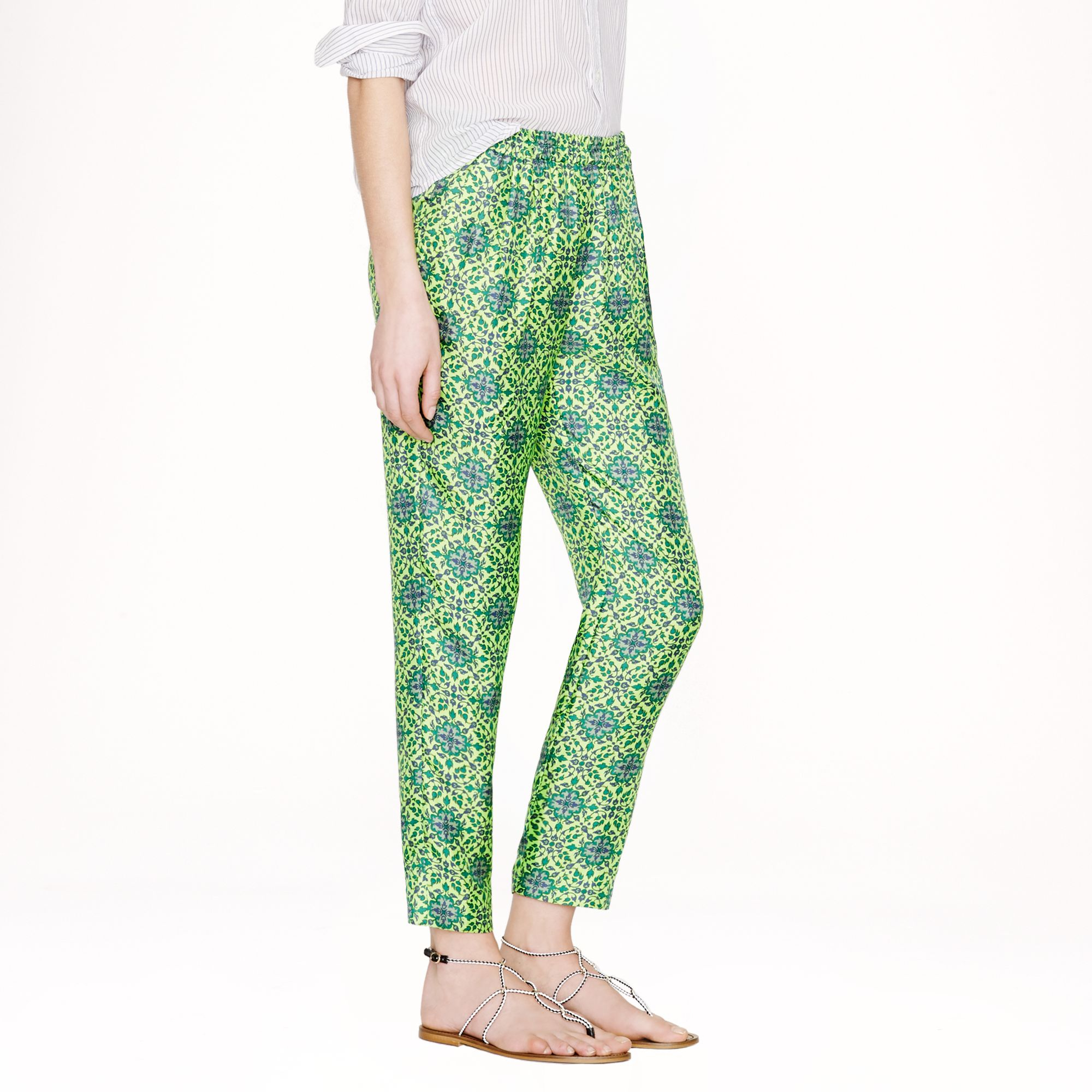 J Crew Collection Cropped Pant In Medallion Floral In Green Lyst