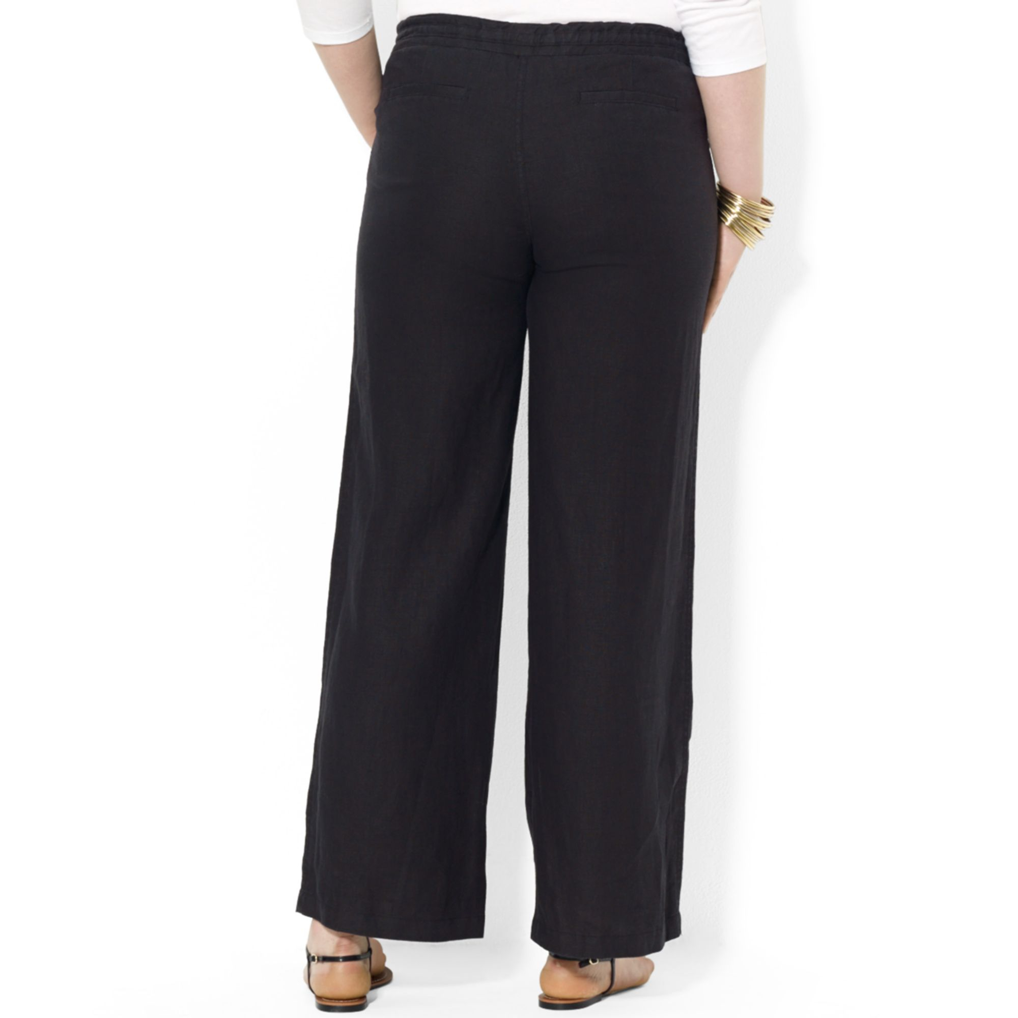Lauren By Ralph Lauren Plus Size Drawstringwaist Wideleg Linen Pants In