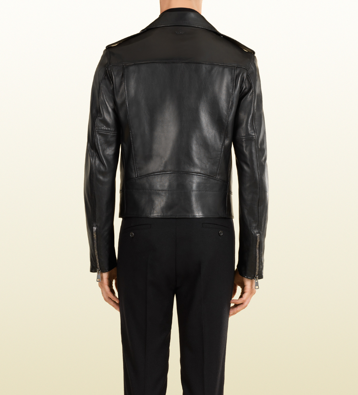 Gucci Leather Biker Jacket in Black for Men - Lyst