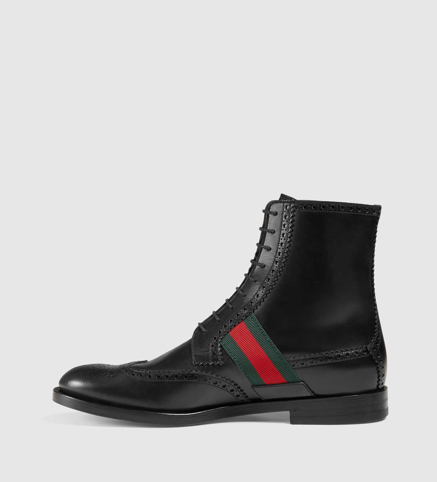 Gucci Leather Boot With Bee Web in Black for Men - Lyst