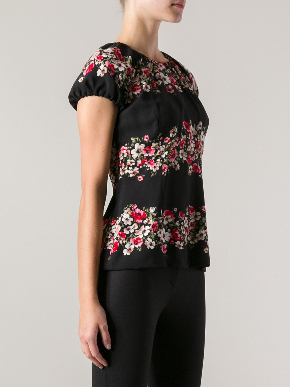 Dolce And Gabbana Floral Print Blouse In Black Lyst
