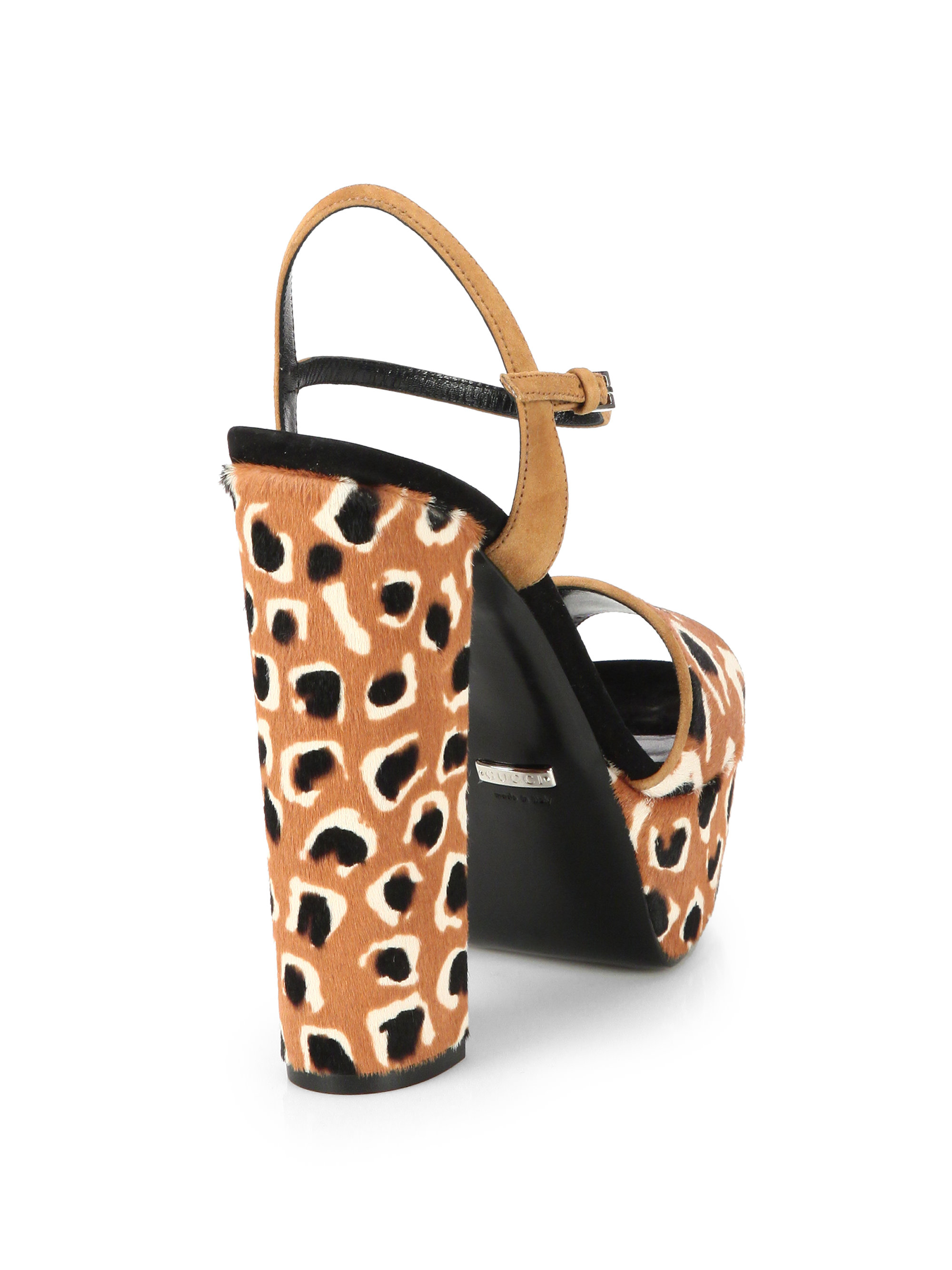 Gucci Leopard-Print Calf Hair Platform Sandals - Lyst Gucci Leopard-Print Calf Hair Platform Sandals - Lyst