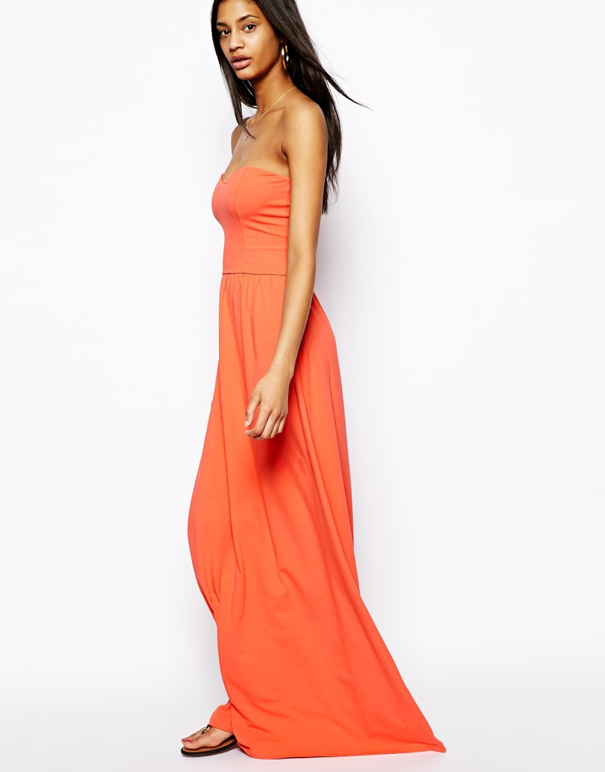 Asos Bandeau Maxi Dress In Orange Lyst