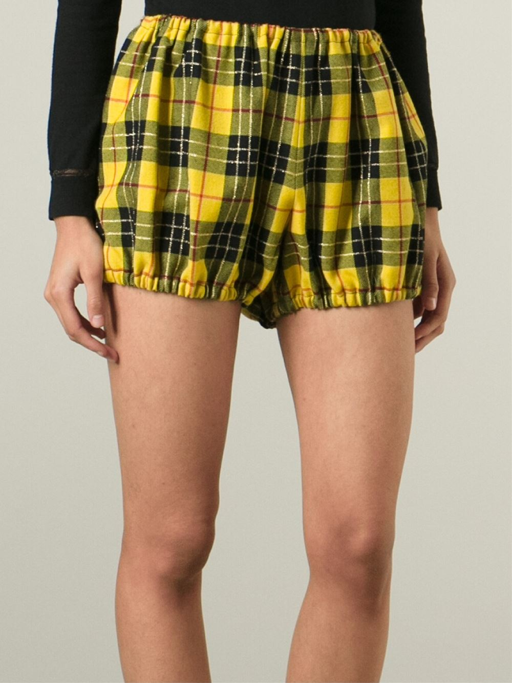 Comme des Garçons Tartan Balloon Shorts in White (Yellow) - Lyst