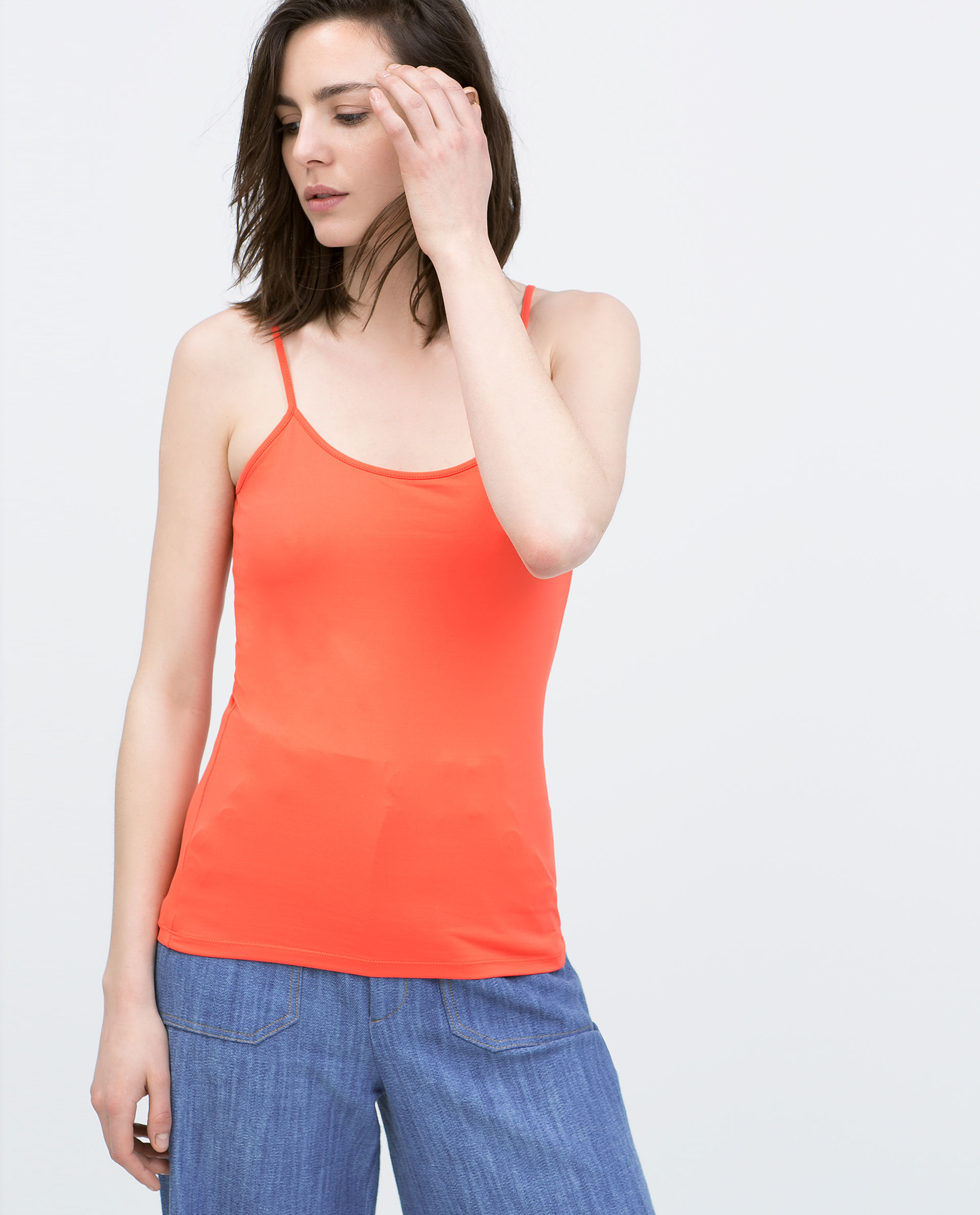 Zara Camisole Top In Red Dark Coral Lyst