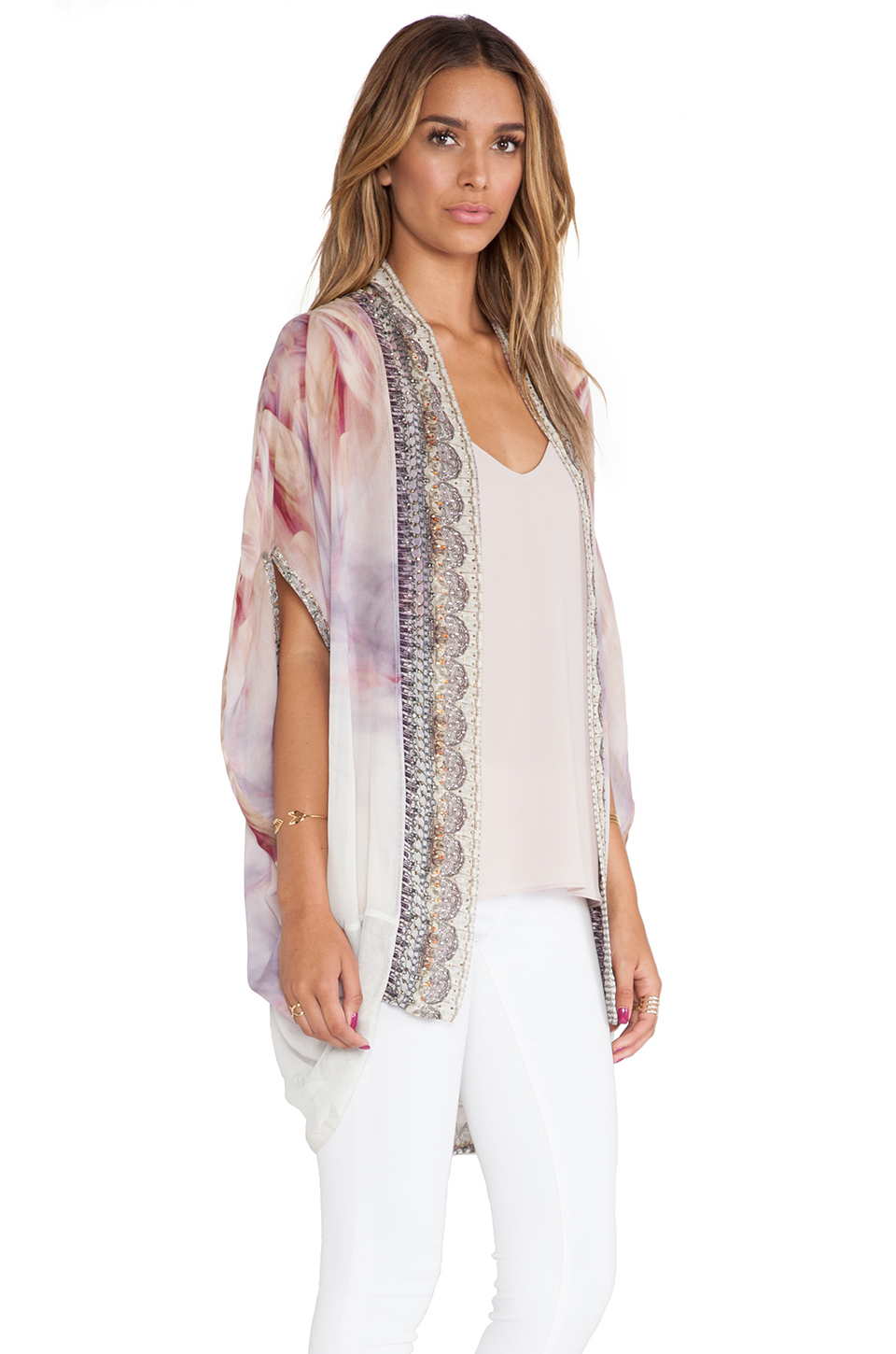 Camilla Open Front Kimono in Gray | Lyst