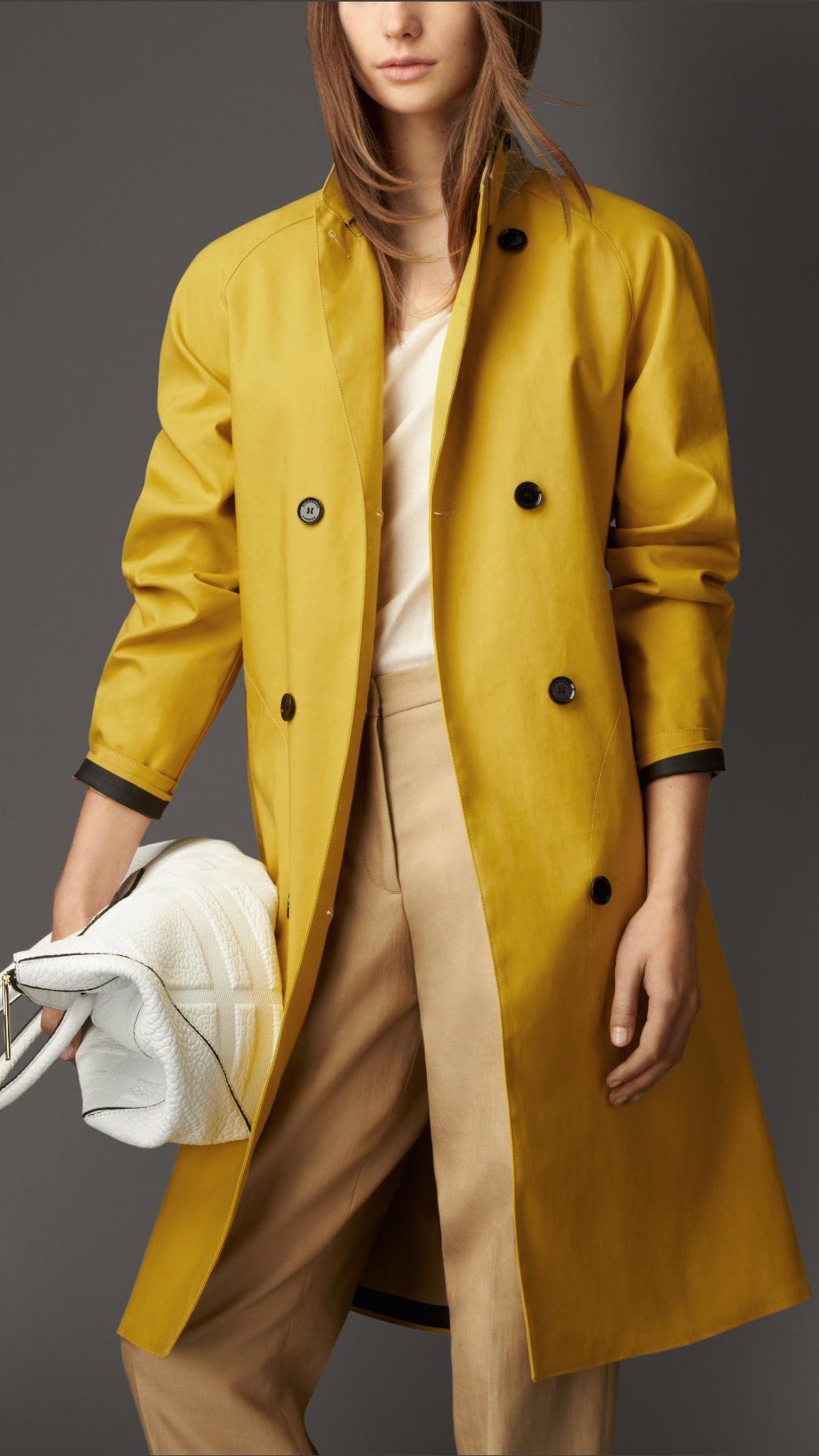 Lyst - Burberry Long Oversize Bonded Cotton Trench Coat in Yellow