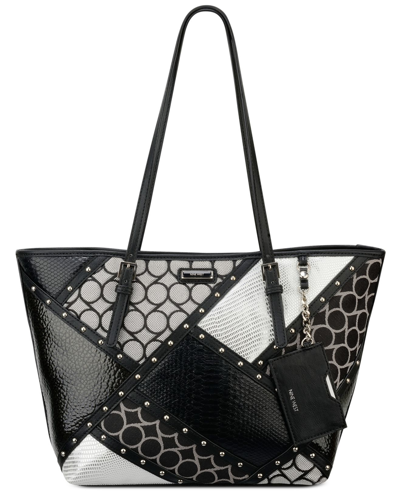Nine West Glitter Mob Tote In Black Blackwhite Patchwork Lyst