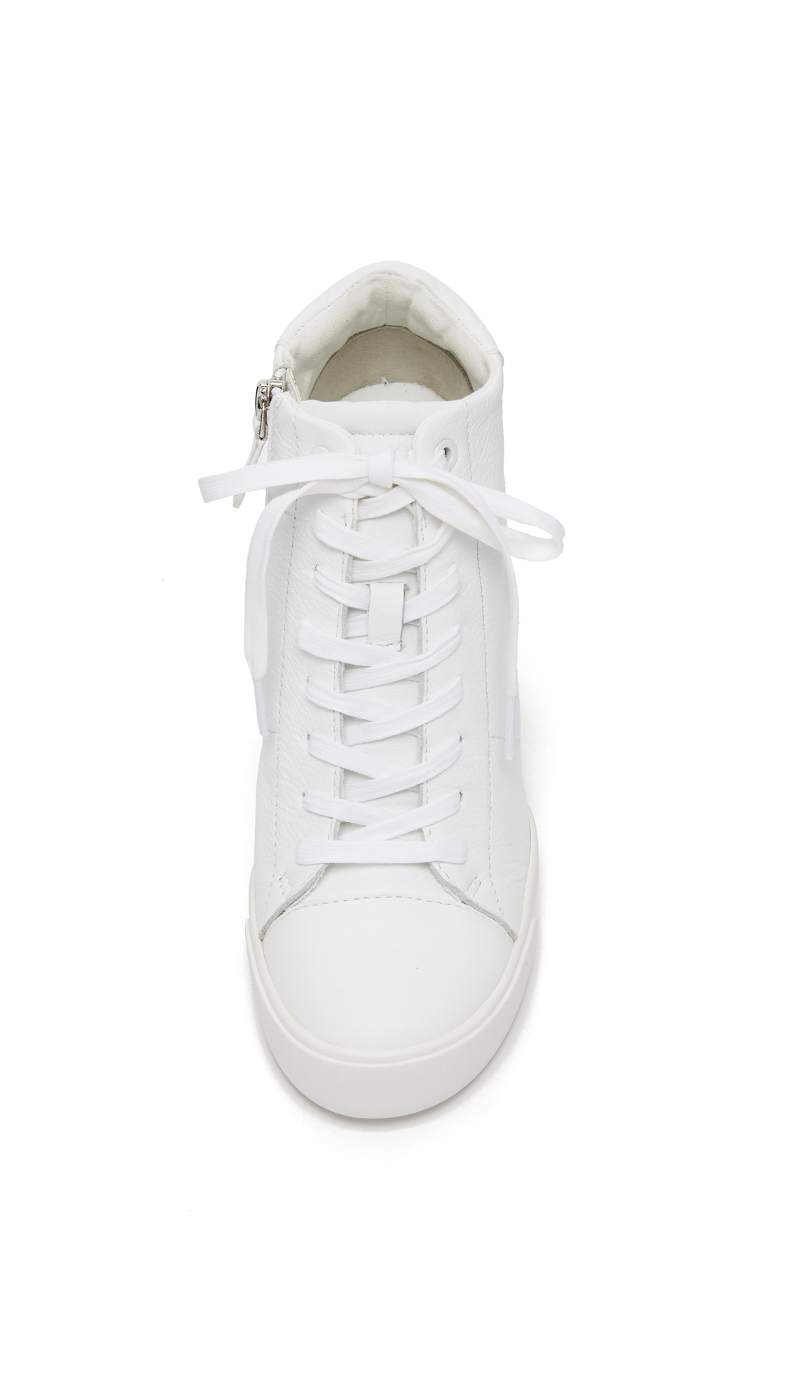 DKNY Leather Ginnie Wedge Sneakers in White - Lyst