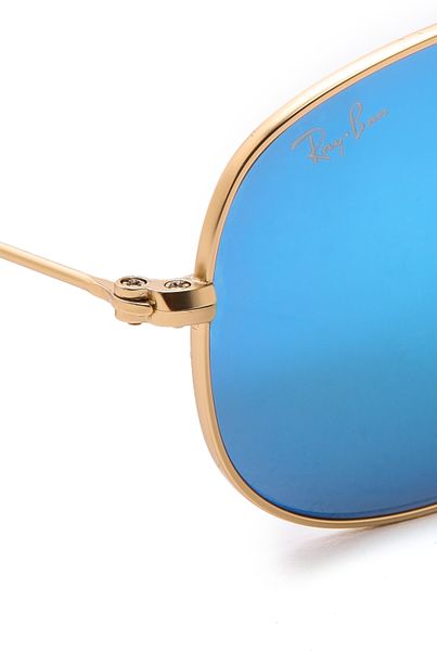 Ray Ban Mirrored Shrunken Aviator Sunglasses Matte Goldgreen Mirror