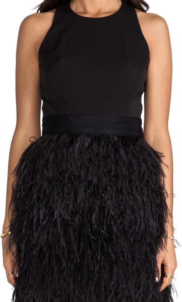 Milly Milly Cocktail Feather Dress in Black in Black | Lyst