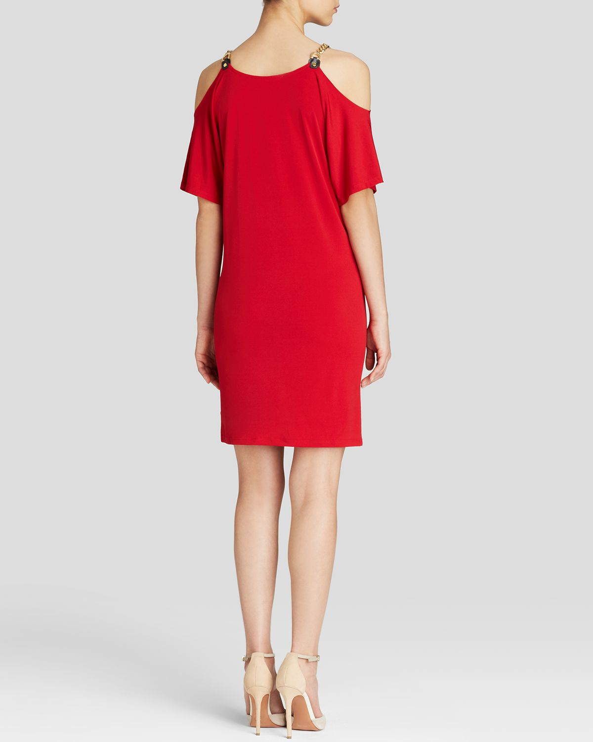 Lyst Michael Michael Kors Cold Shoulder Chain Strap Dress In Red