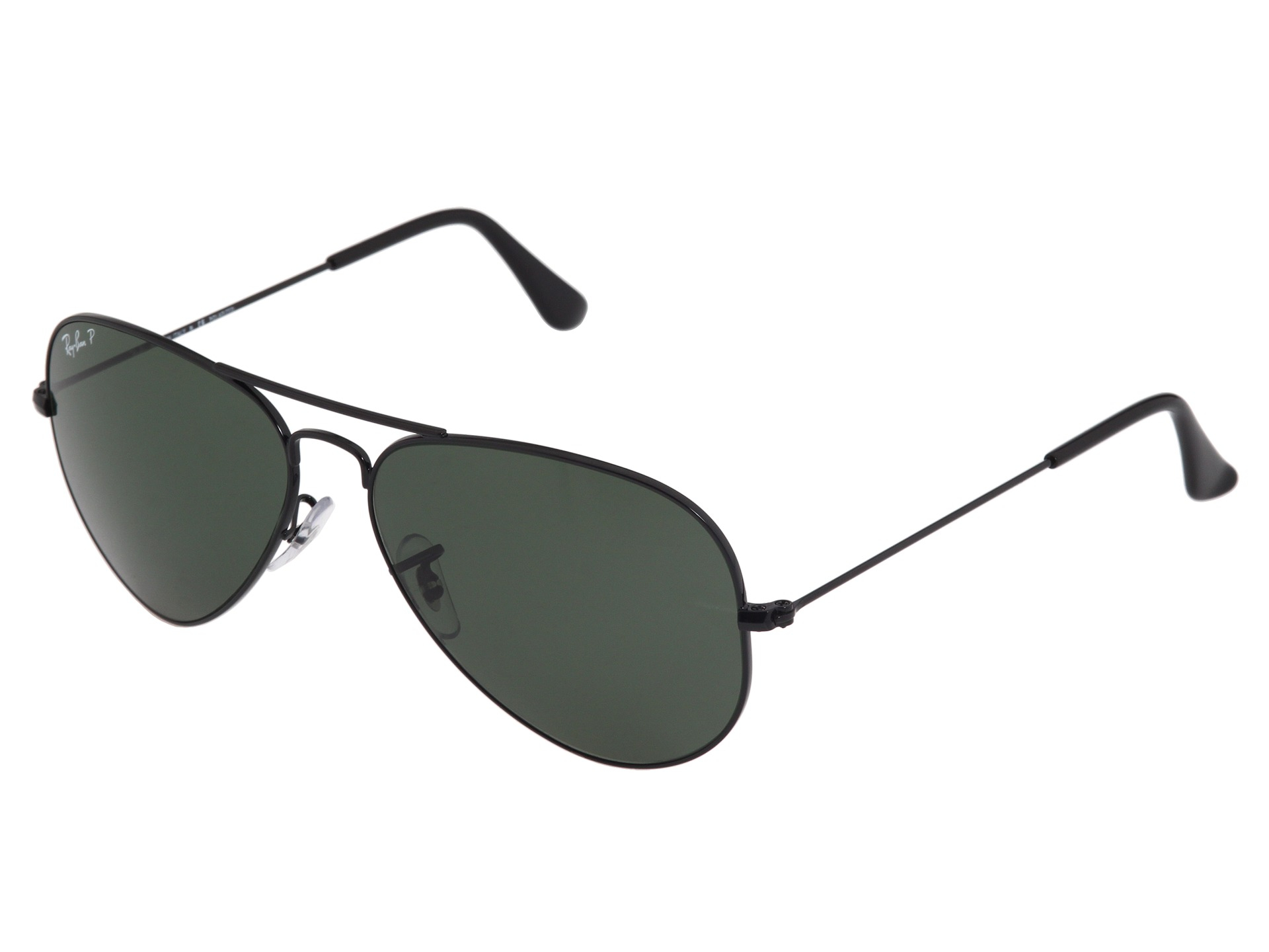 Ray Ban Aviator Polarized 58mm In Black Black Natural Green Polarized