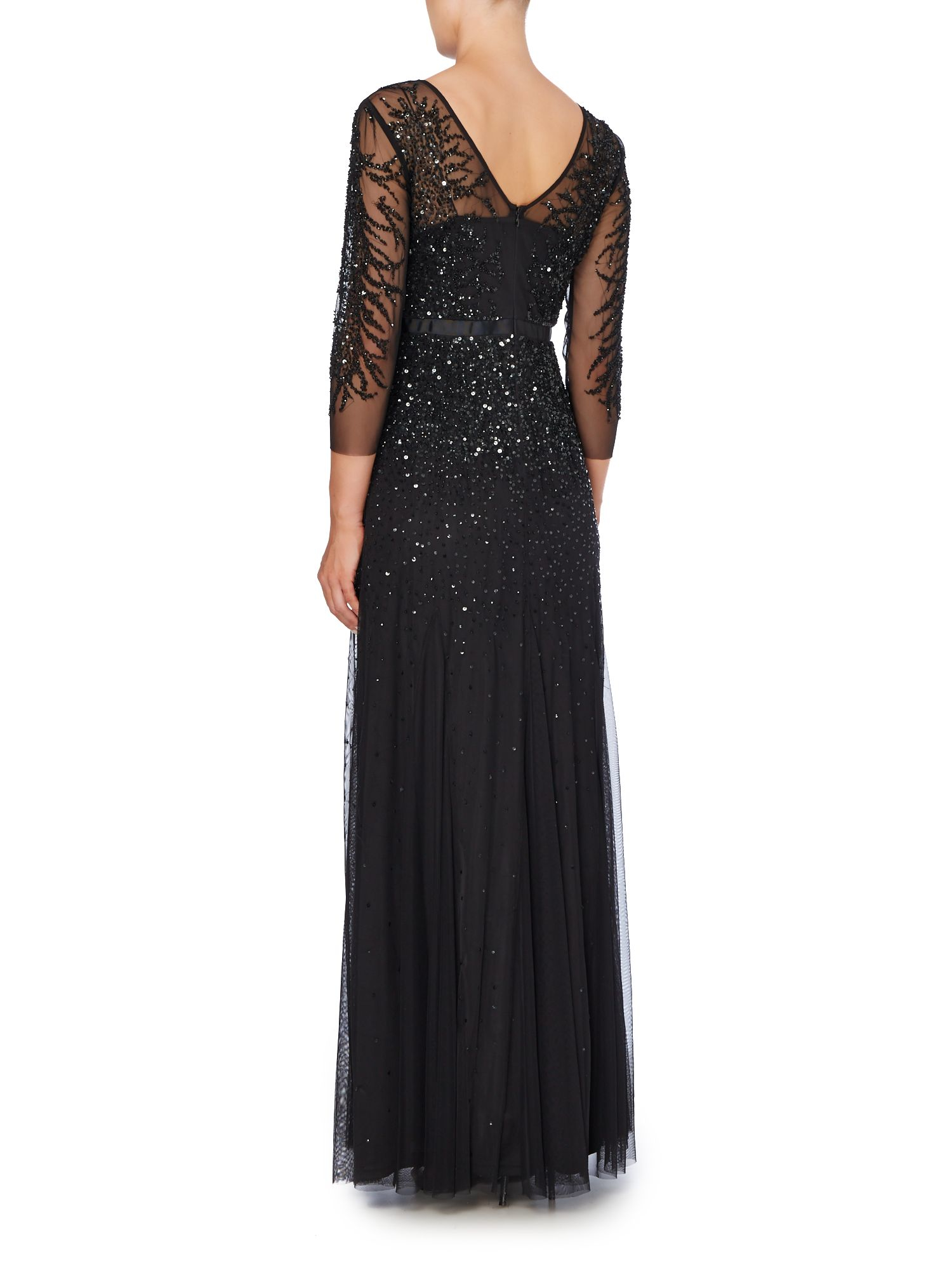 Adrianna Papell Long Sleeve Sleeping Beauty Dress In Black Lyst