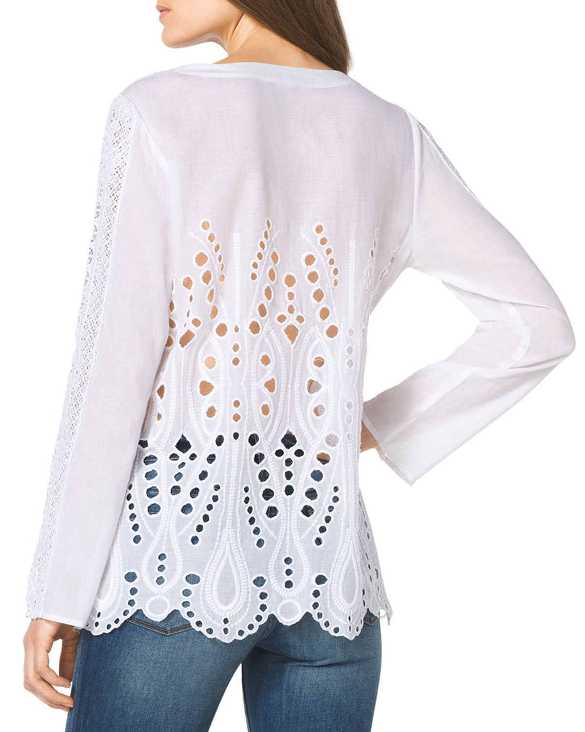Lyst Michael Michael Kors Laceup Eyelet Top In White