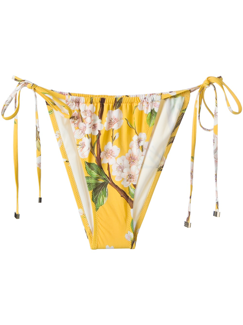 Dolce And Gabbana Cherry Blossom Bikini Bottoms In Yellow Lyst