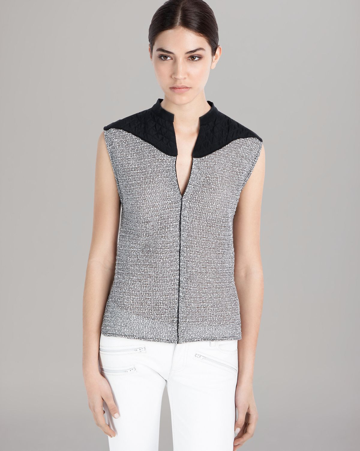 Maje Top Quilted Knit in Black | Lyst