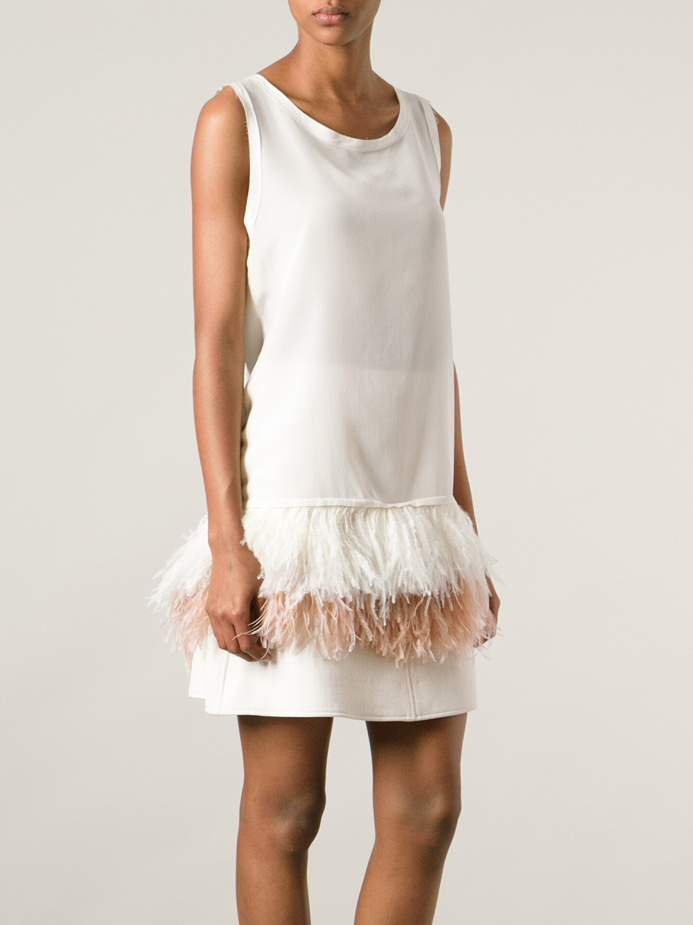 Erika Cavallini Semi Couture Feather Dress in White - Lyst