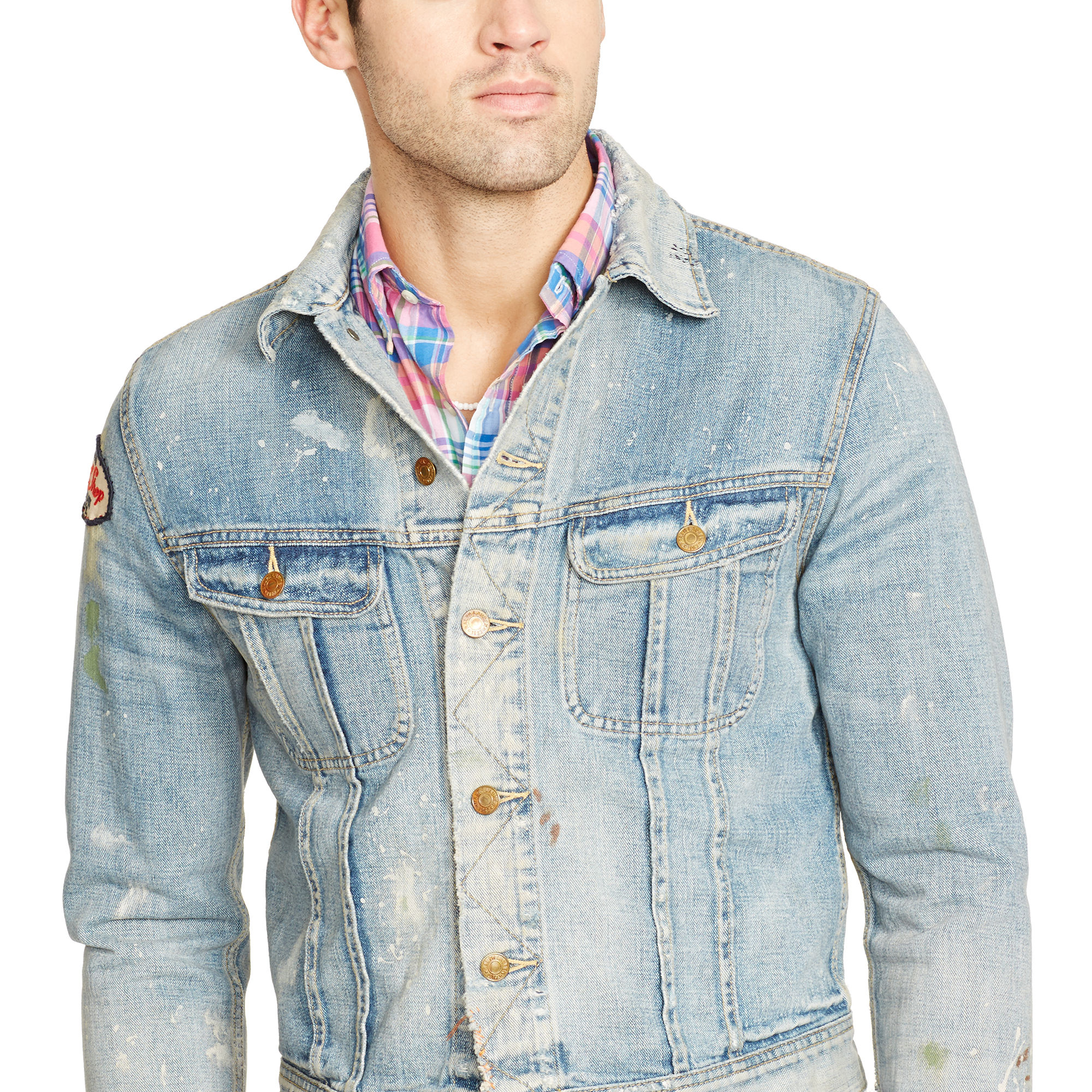 Polo Ralph Lauren Denim Embroidered Trucker Jacket in Blue for Men - Lyst