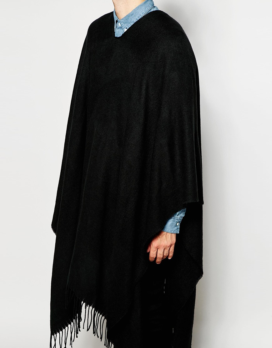 ASOS Black Poncho for Men - Lyst