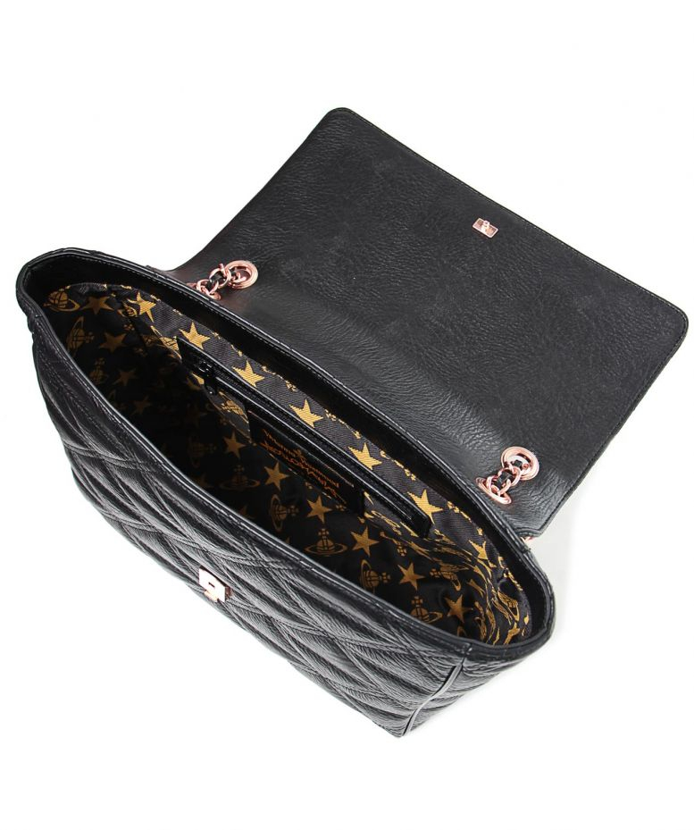 Large Black Quilted Shoulder Bag | semashow.com