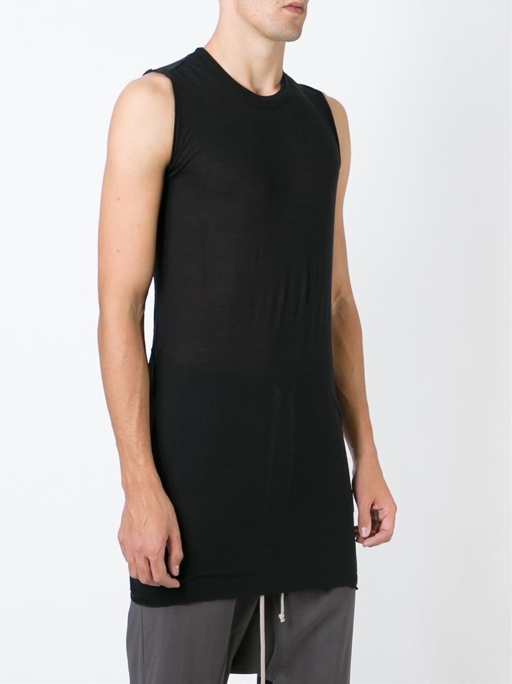 Rick Owens Loose Fit Cotton Tank Top In Black For Men Lyst