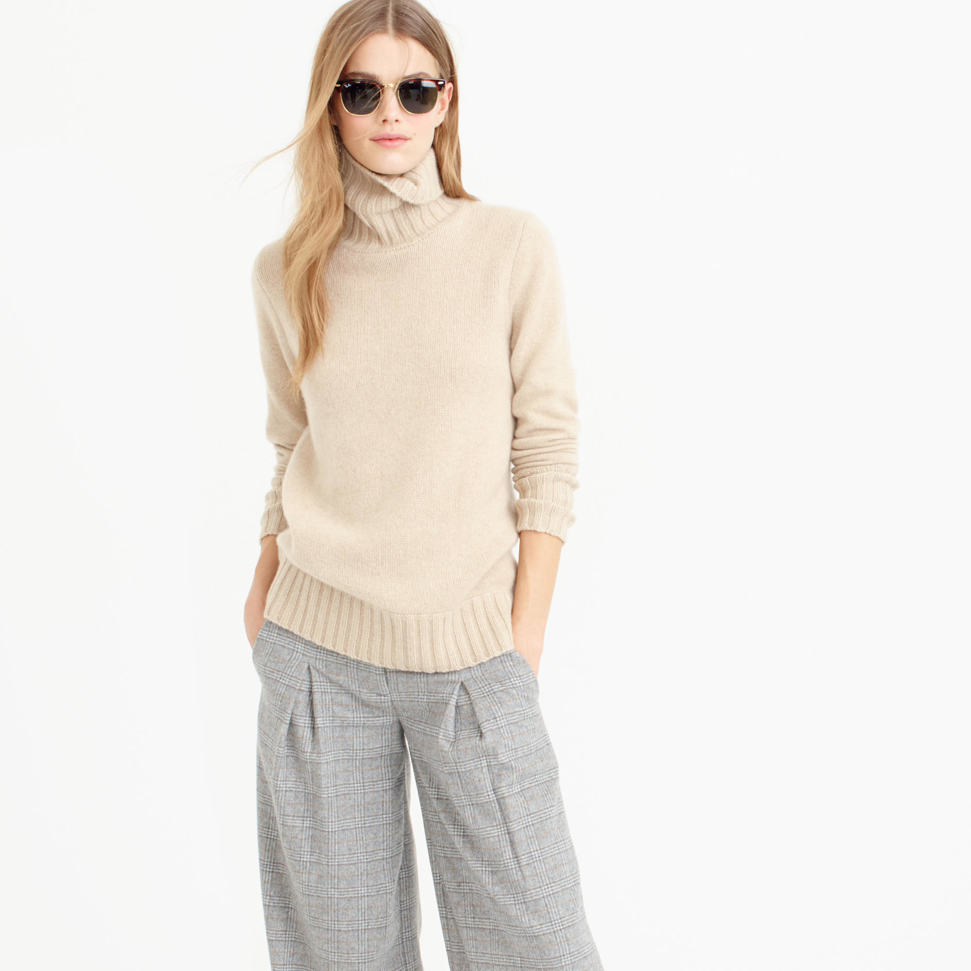 J Crew Collection Cashmere Chunky Turtleneck Sweater In Beige Hthr