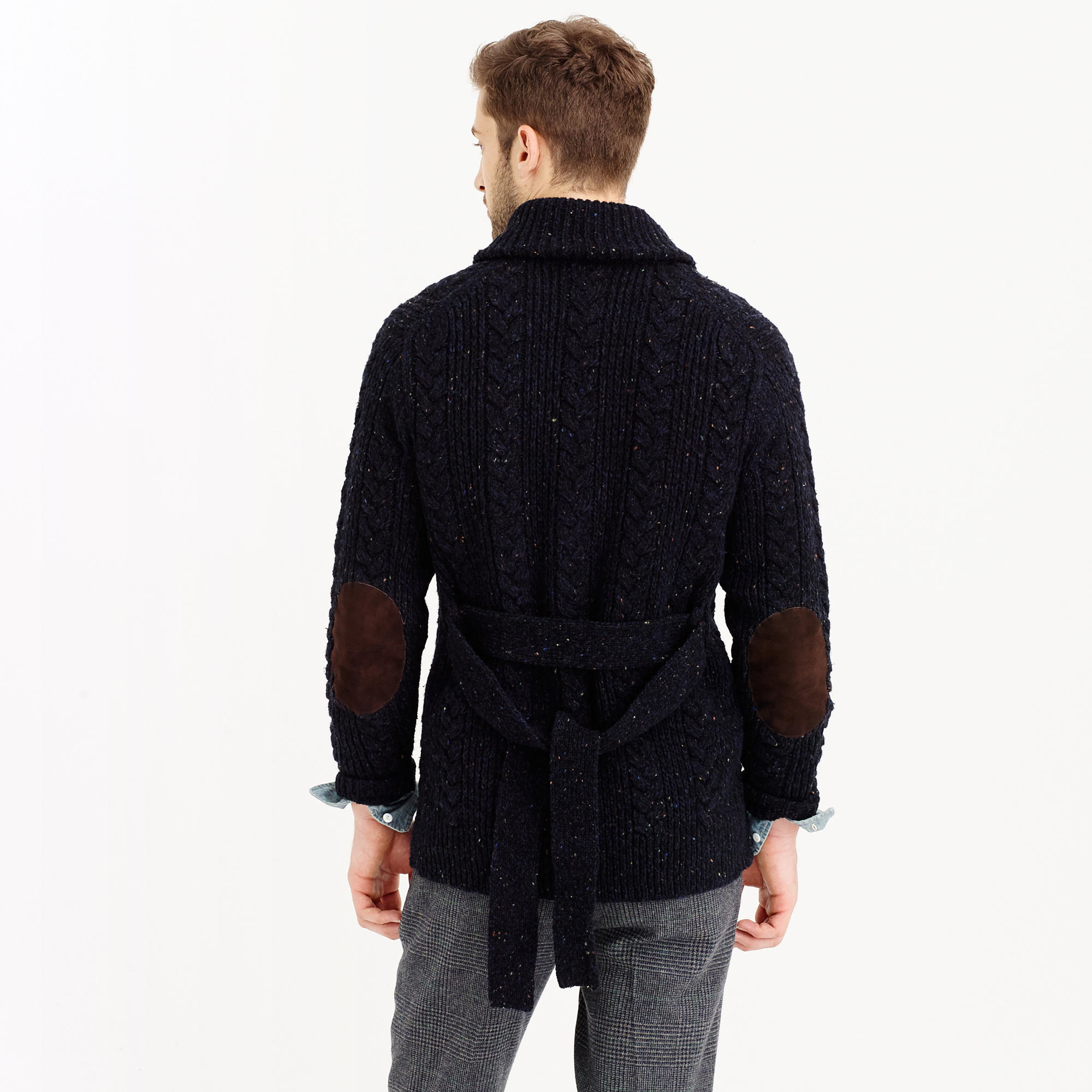 J.Crew Donegal Wool Belted Shawl Cardigan Sweater in Blue J.Crew Donegal Wool Belted Shawl Cardigan Sweater in Blue