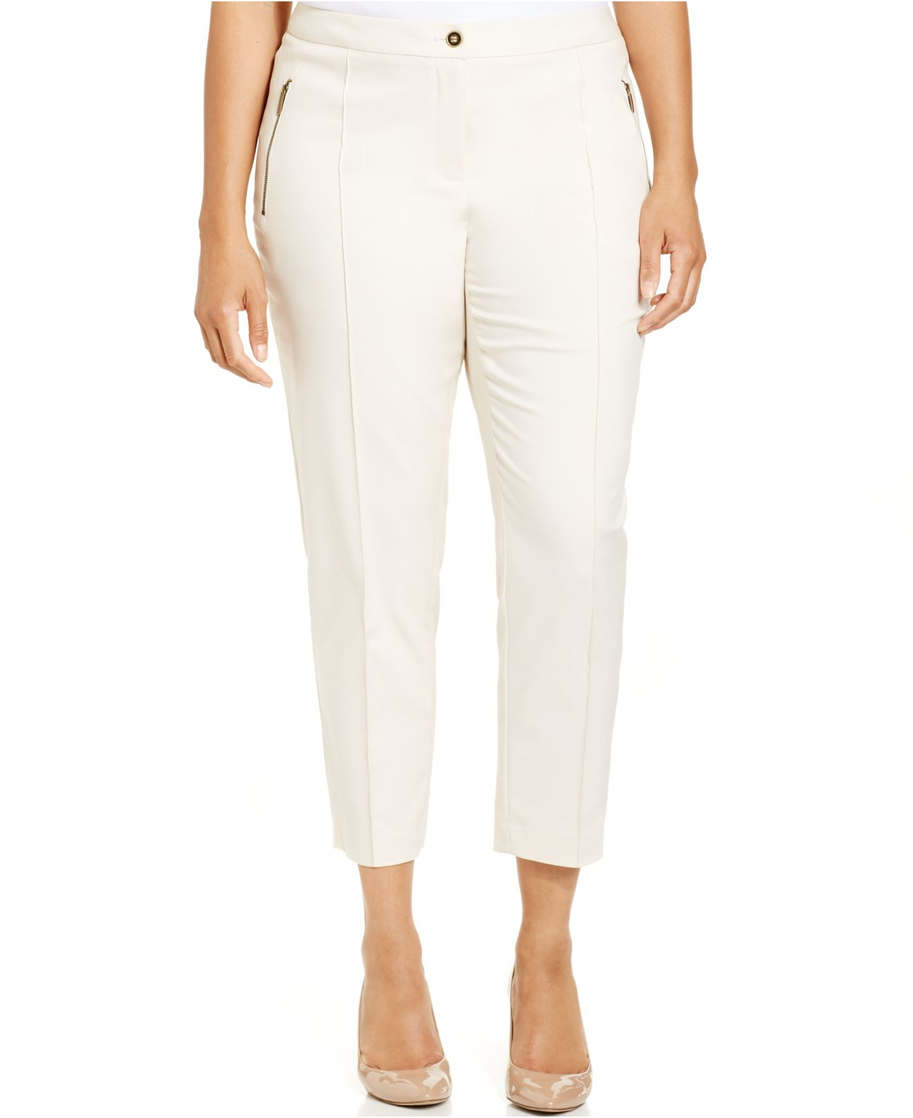 Jones New York Collection Plus Size Straight Leg Ankle Pants In Sand