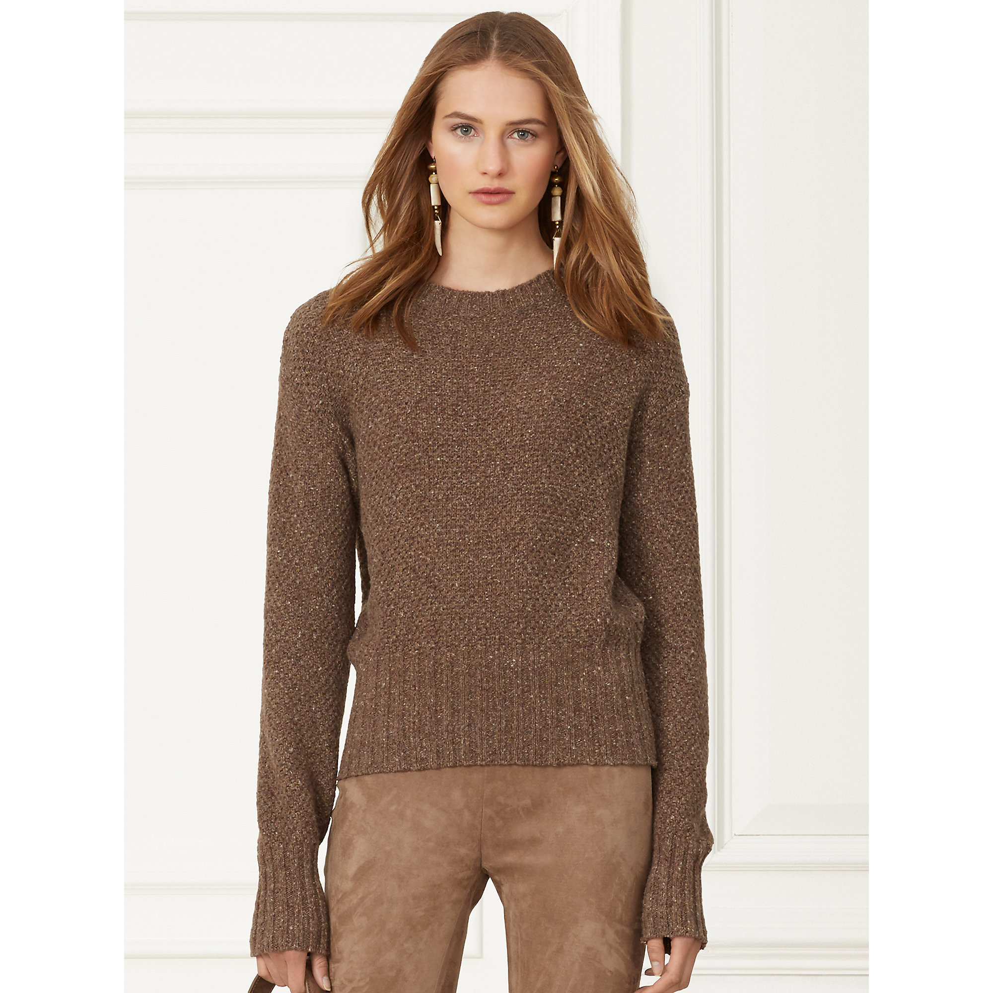 Ralph Lauren Cashmere Crewneck Sweater in Brown - Lyst Ralph Lauren Cashmere Crewneck Sweater in Brown - Lyst