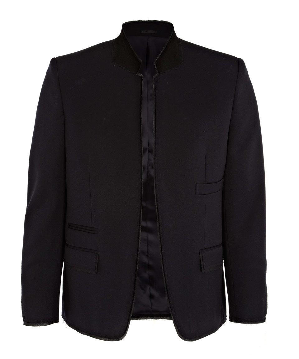 Lyst Alexander Mcqueen Black Raw Edge Buttonless Blazer In Black For Men