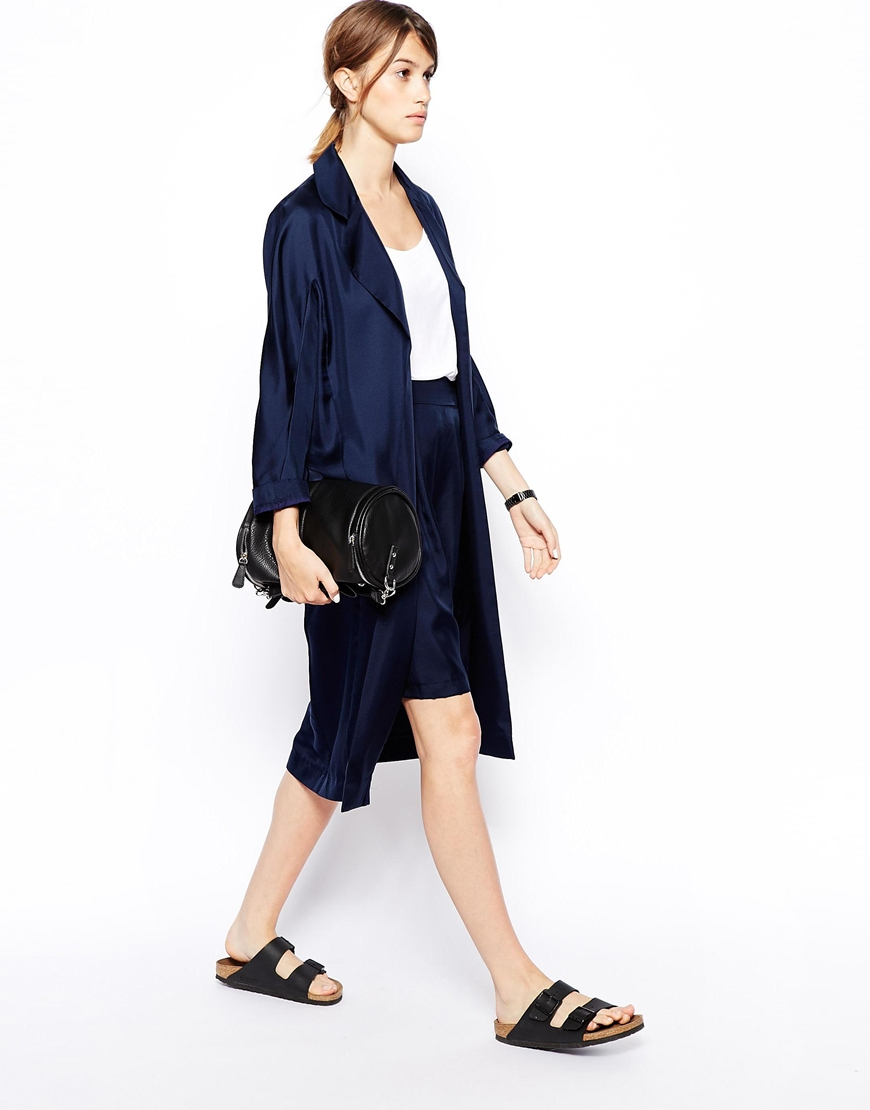 Lyst - Asos White Silk Duster Coat in Blue