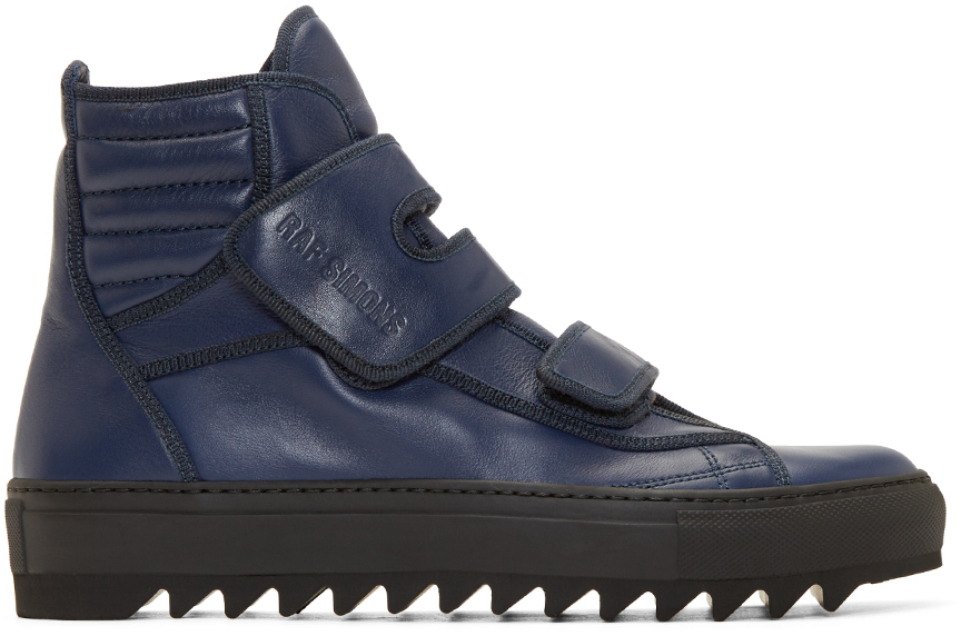 Raf Simons Navy Velcro High_top Sneakers in Blue for Men | Lyst