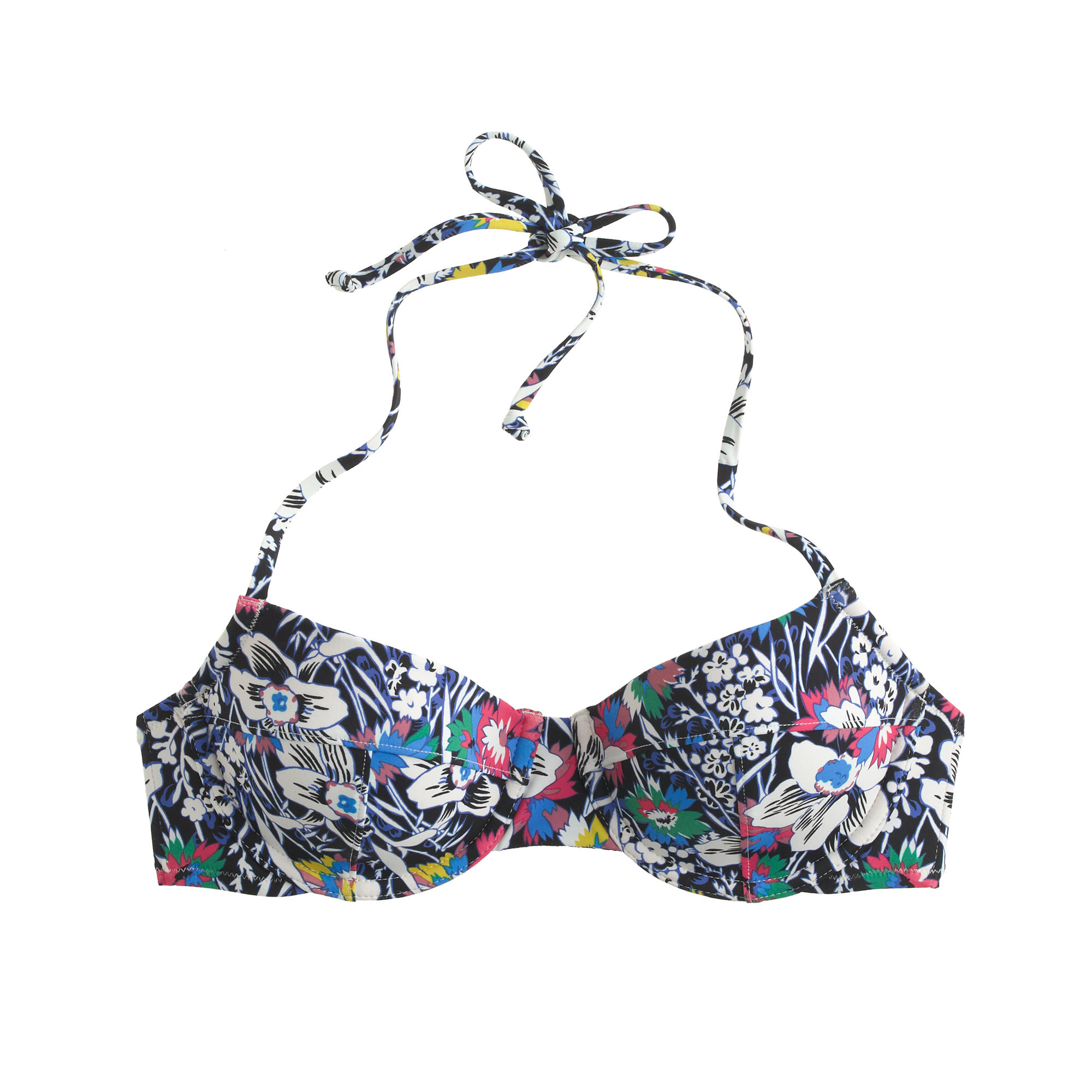 Jcrew Dd Cup Demi Underwire Halter Bikini Top In Liberty Santa Maria Floral In Multicolor Blue
